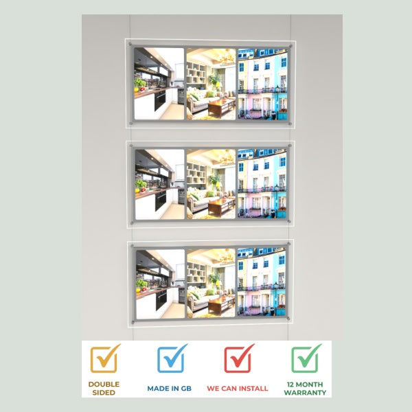 Triple A3 Portrait LED Light Pocket Kit | Mid West Displays